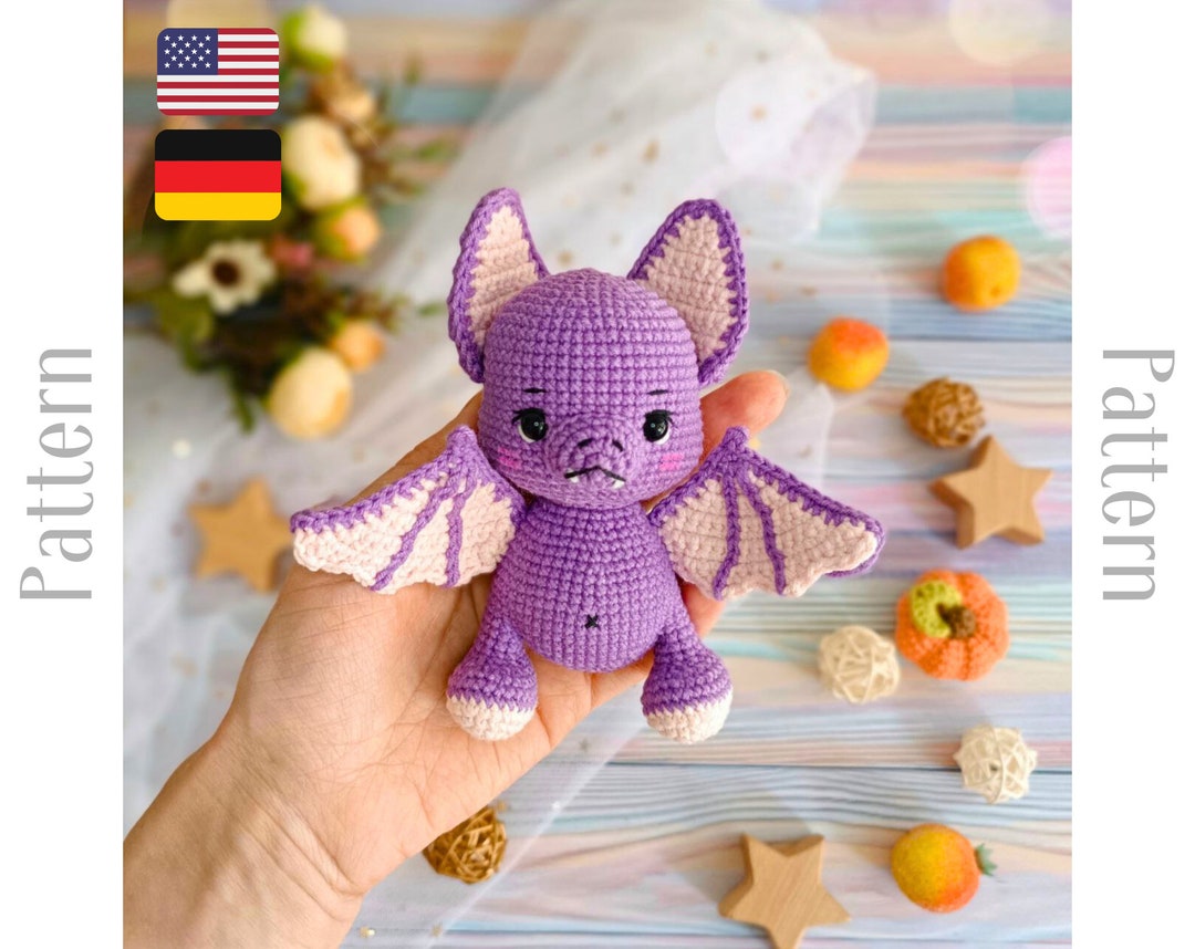 Crochet Bat Pattern, Cute Halloween Amigurumi, Baby Bat Tutorial in ...