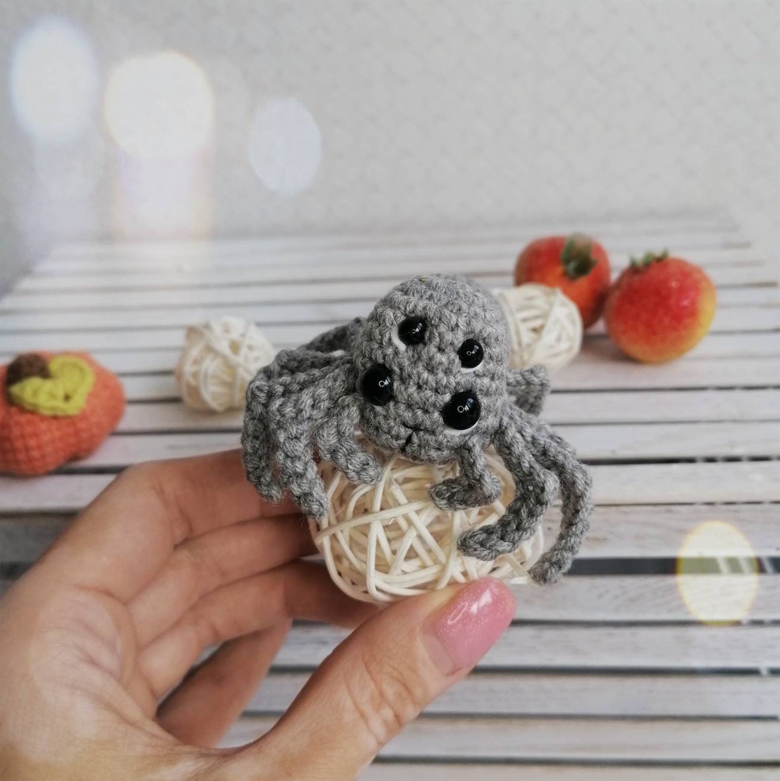 Crochet Spider Pattern, Halloween Amigurumi Decor, Cute Small Toy ...