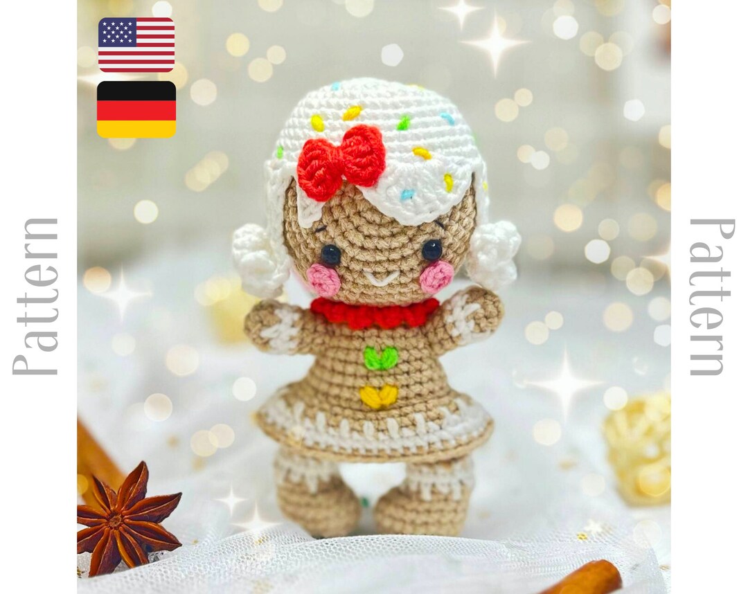 Crochet Gingerbread Girl Pattern, Christmas Amigurumi Toy Tutorial in ...