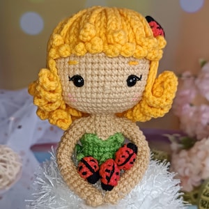 Crochet Doll Pattern, Flower Girl Amigurumi, Dandelion Doll Tutorial in ...