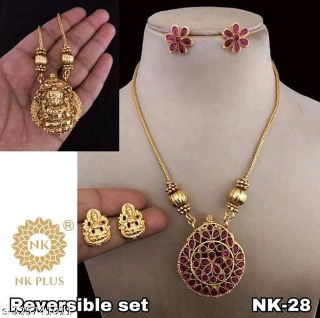 Beautiful South Indian Women Temple Necklace Set / Traditional - Etsy