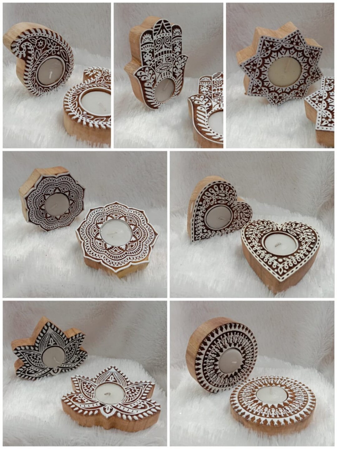 Set of 10 Block Print Design Tea Light Candle Rangoli /diwali - Etsy