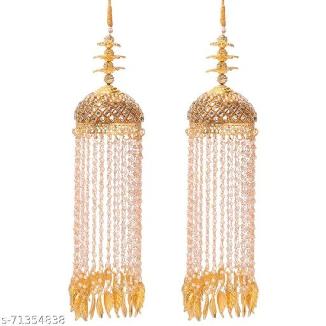 Indian Women Bridal Kalire Set Golden Handmade Peral Bangle Wedding ...