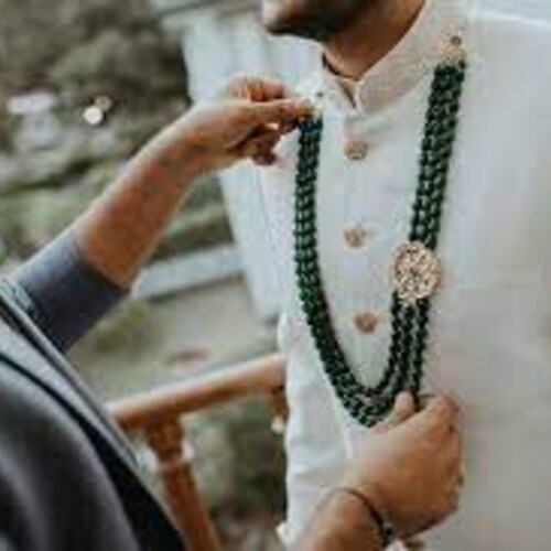 Groom Necklace for Sherwani Indian Men Accessories Emerald - Etsy