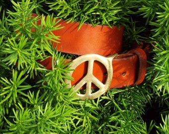 Handmade Vintage Style Brass Peace Sign Belt Buckle - Etsy
