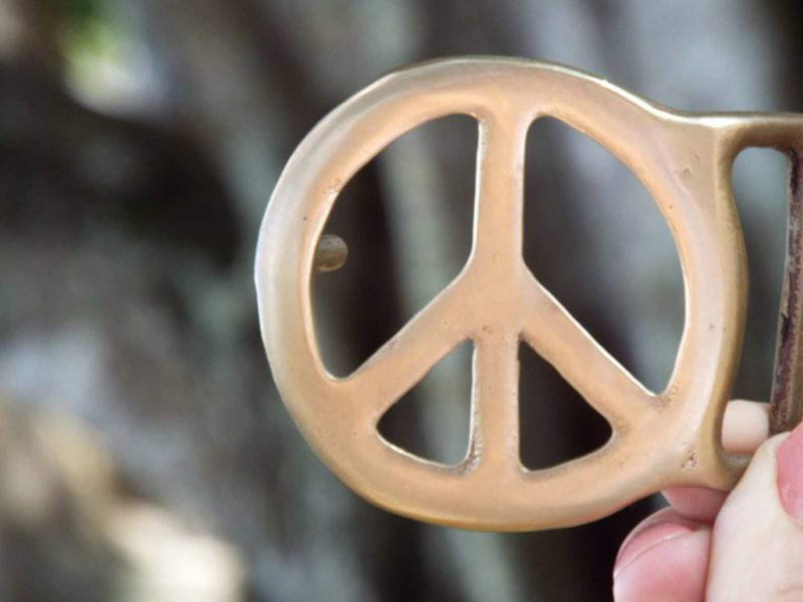Handmade Vintage Style Brass Peace Sign Belt Buckle - Etsy