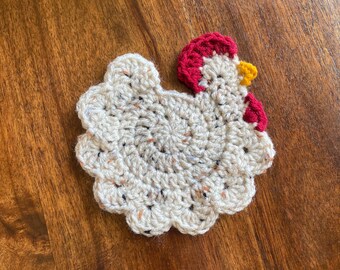 Set of 6 Chicken Coasters / Home Decor / Crochet Chicken / Free ...