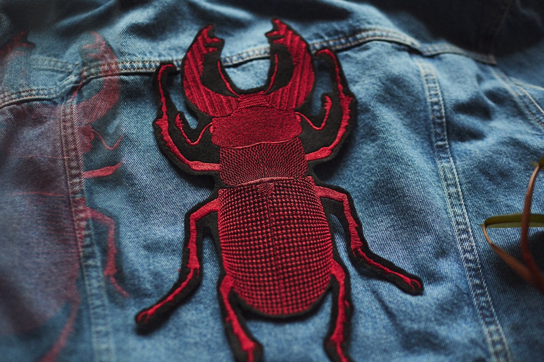 STAG BEETLE ~ Small Patch on Jacket ~ Iron on ~ Sew on ~ Appliques ...