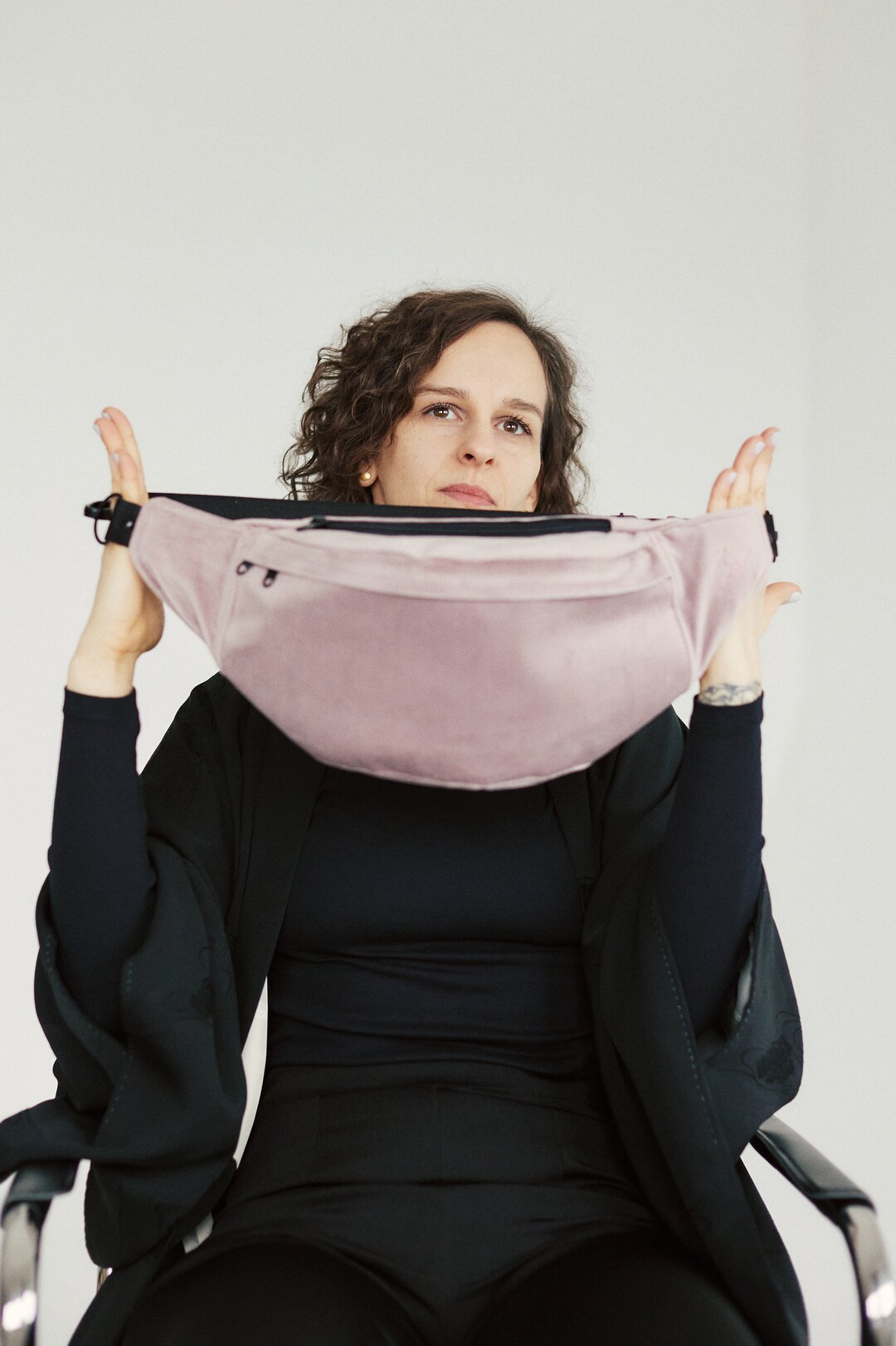 POWDER Large Velvet Waist Bag Pink Bag Powder Pink Minimalist Bag Pink ...