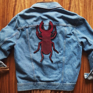 STAG BEETLE ~ Small Patch on Jacket ~ Iron on ~ Sew on ~ Appliques ...