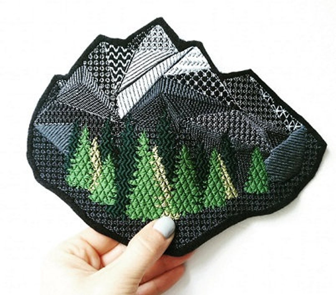 MOUNTAINS Large Patch on Jacket Attach With Iron for Sewing and Ironing ...