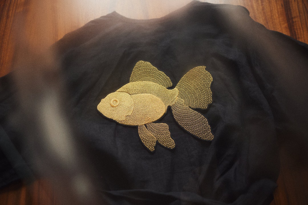 GOLDFISH ~ Large Jacket Patch ~ Iron Mount ~ for Sewing and Ironing ...