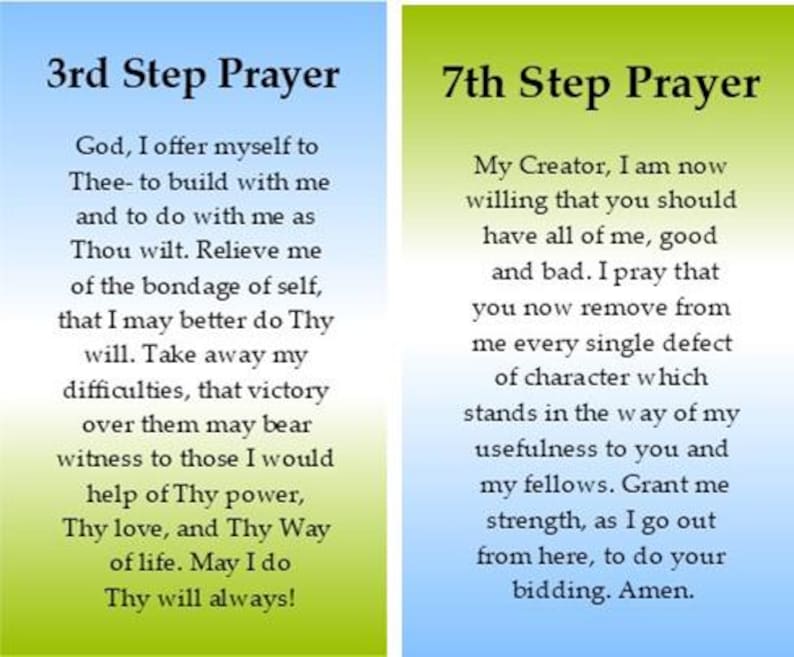 AA/ 12 Step Recovery- 3rd & 7th Step Prayer LOT of 10 Wallet Cards ...
