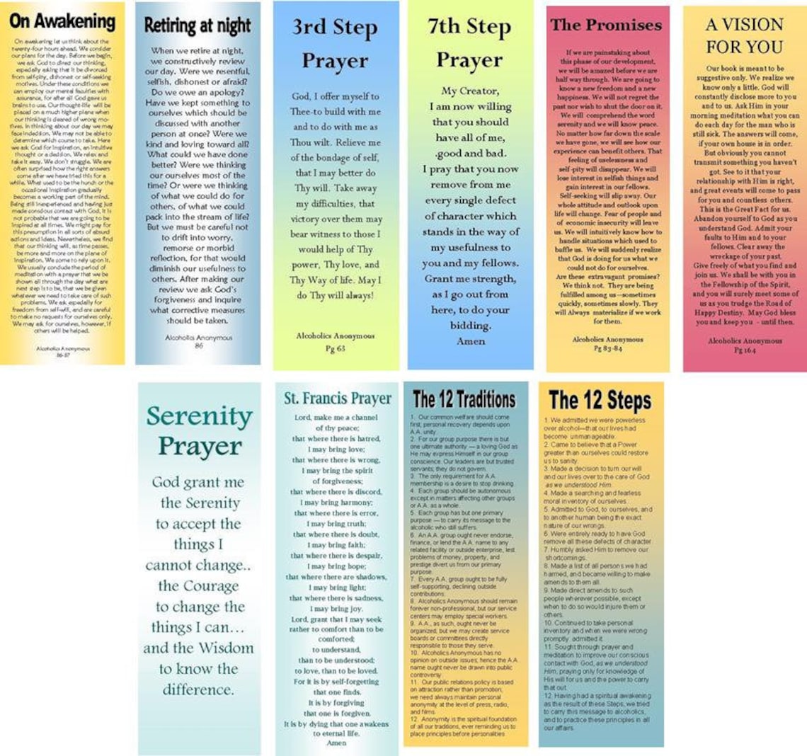 Alcoholics Anonymousdouble-sided Bookmarks 10 - Etsy