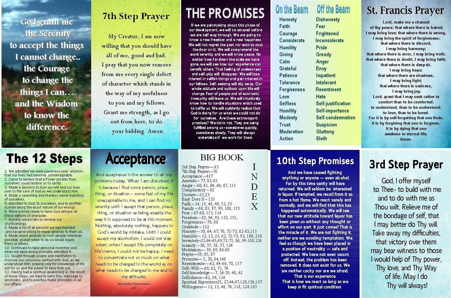 Alcoholics Anonymous/12 Step Wallet Card Assortment 10 Sobriety Gifts ...