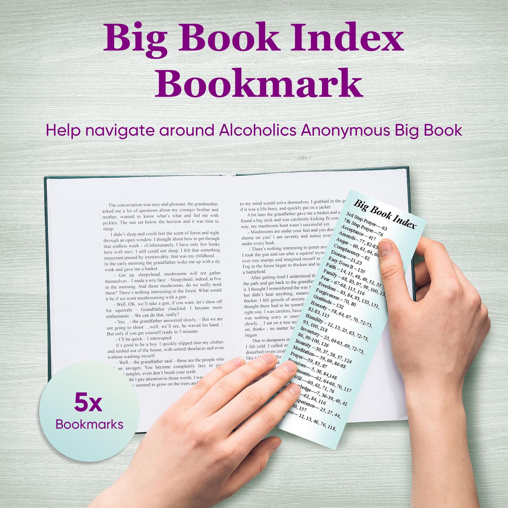 AA Big Book Index Bookmarks --set of 5--sobriety Gifts - Etsy