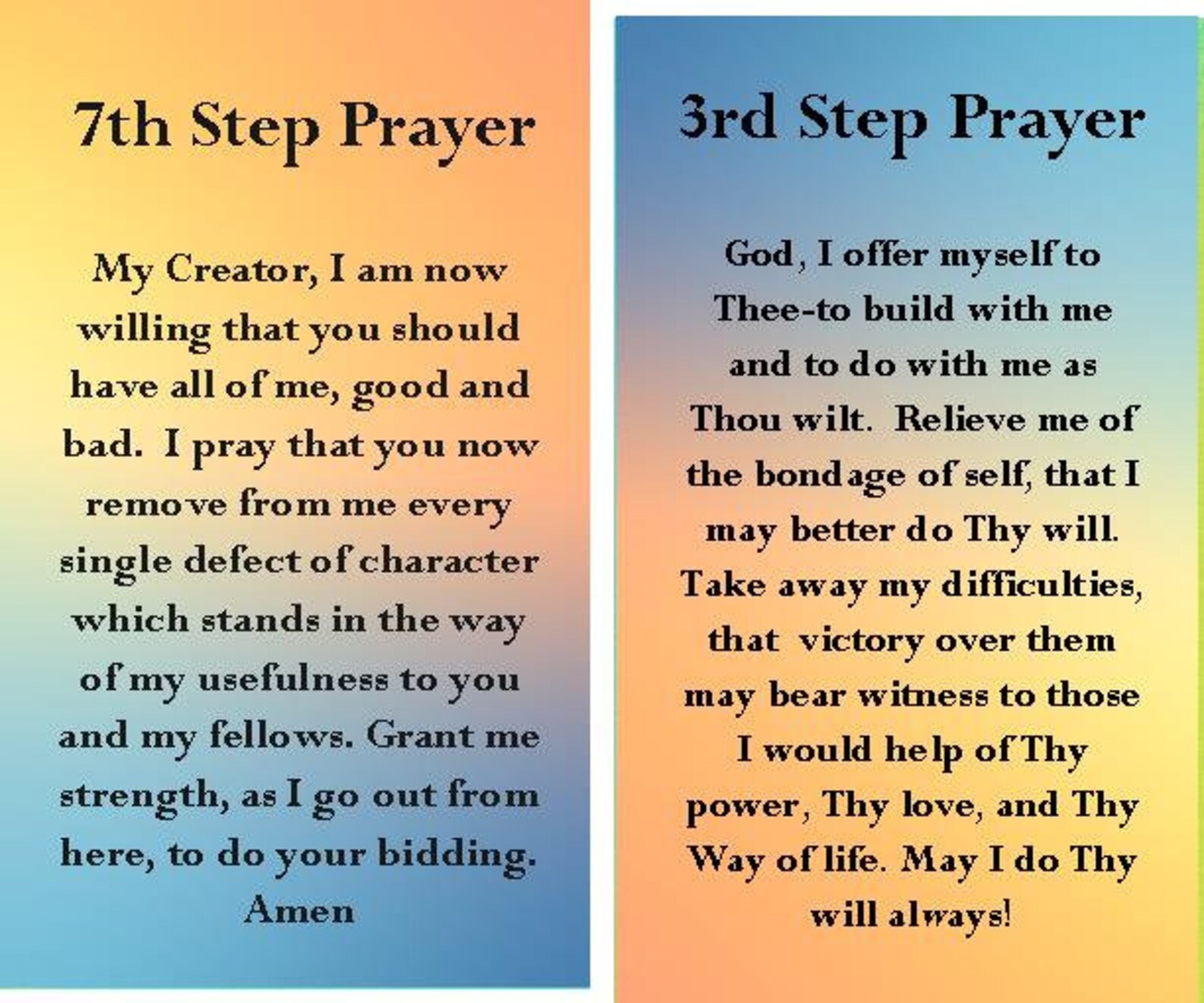 AA/ 12 Step Recovery 3rd & 7th Step Prayer LOT of 10 Wallet - Etsy Canada