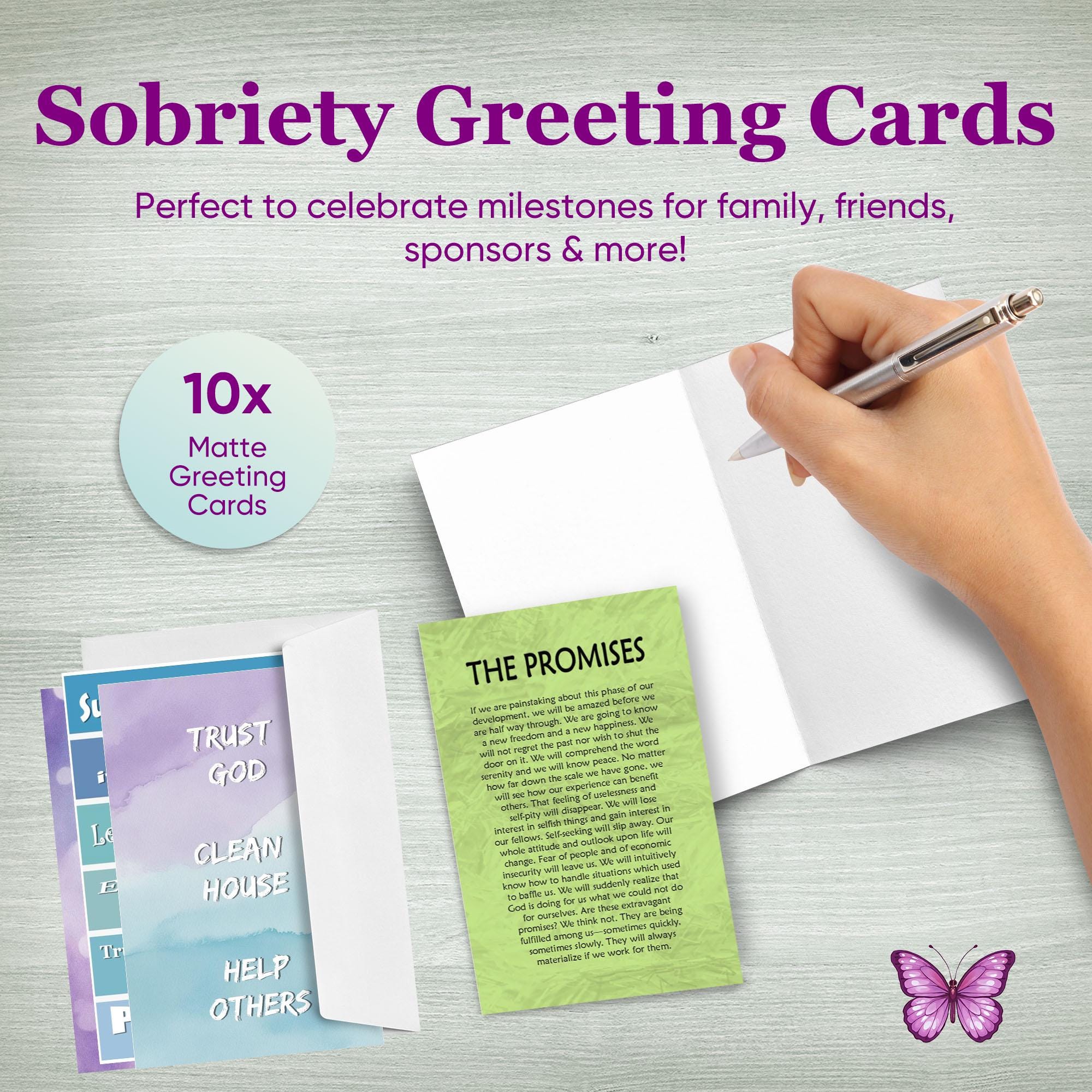 10-pack Recovery & Sobriety Greeting Cards (5x7) | AA, 12-step ...