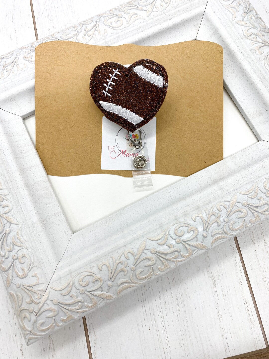 Football Heart Badge Topper Football Mom Badge Reel - Etsy