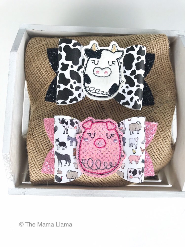 Farm animal bow pig bow cow bow farm headband | Etsy