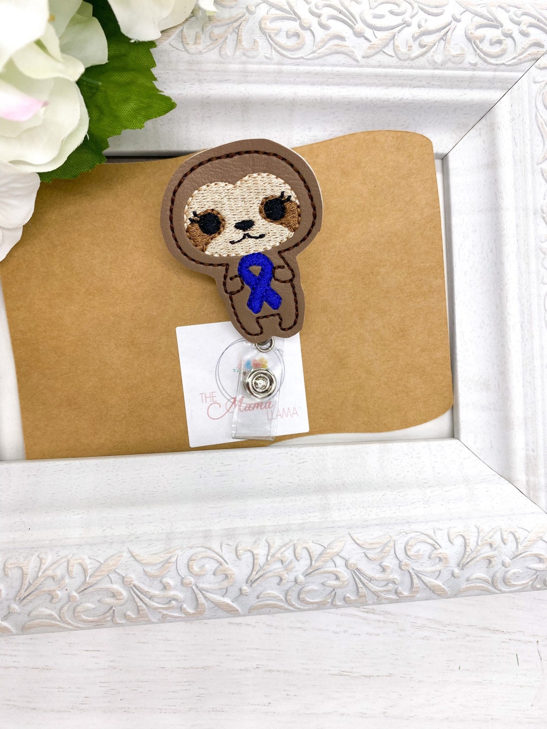 Colorectal Cancer Awareness Sloth Badge Topper, Retractable Badge Reel ...