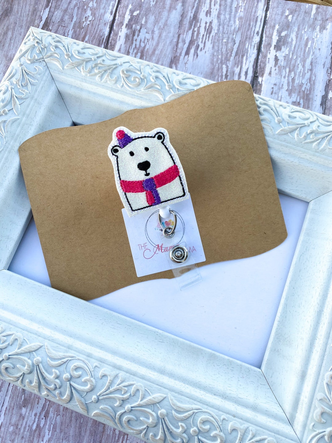 Winter Bear Badge Topper, Winter Badge Reel, Interchangeable Badge Reel ...