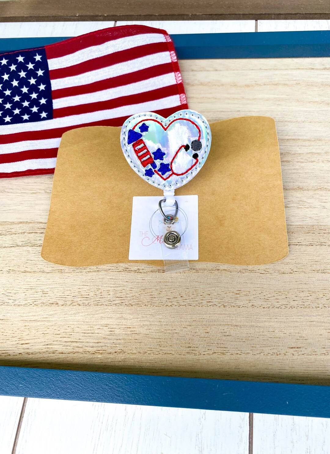 Fourth of July Stethoscope Badge Reel, Patriotic Badge Topper, Nurse ...