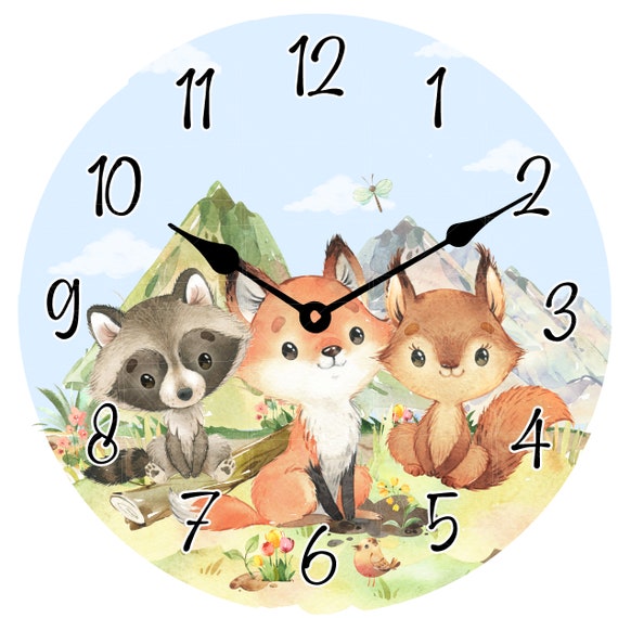 Woodland Animals 12 Round Clock Face Design for | Etsy