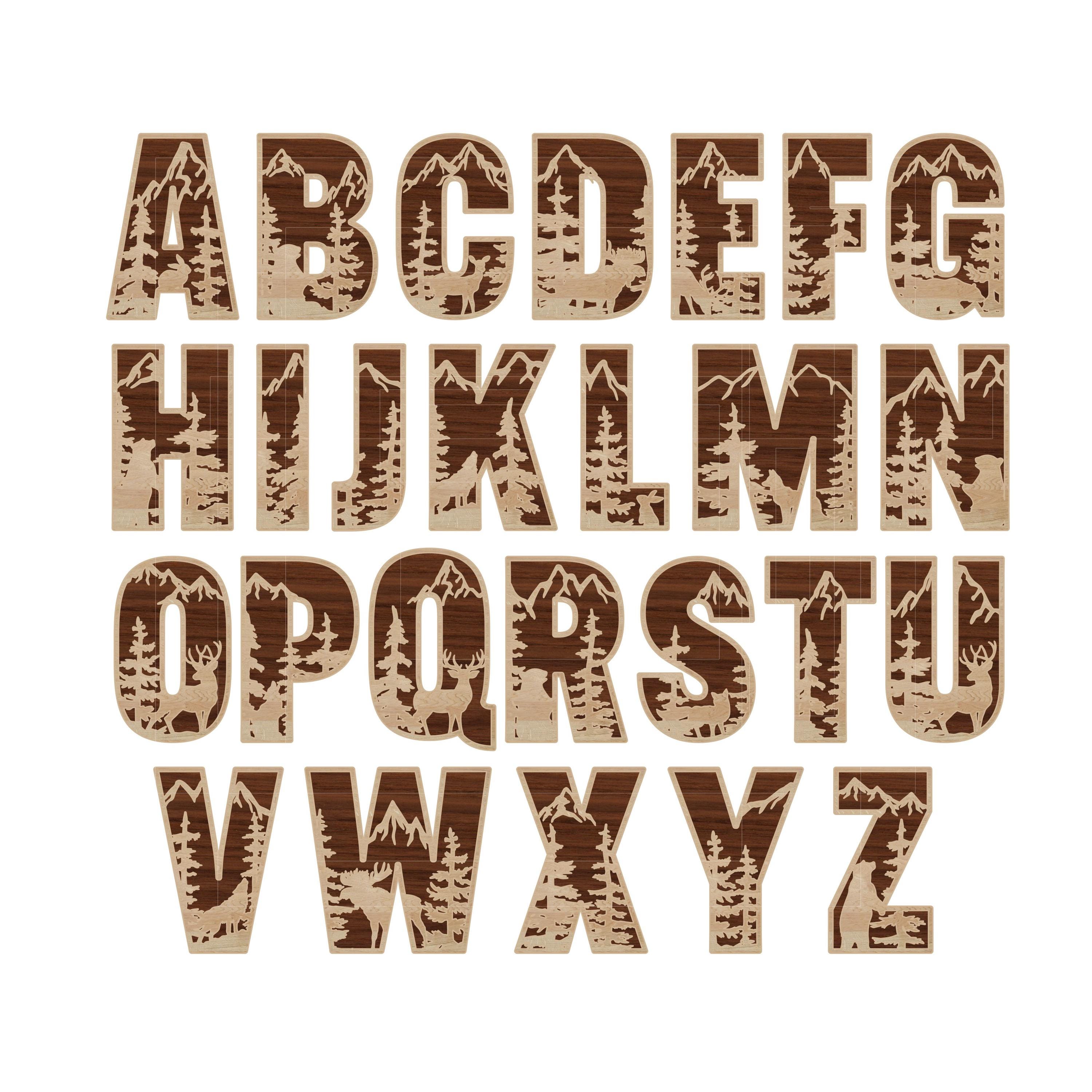 A-Z Alphabet SVG Bundle | Forest & Mountain Letters | Laser Cut Files ...