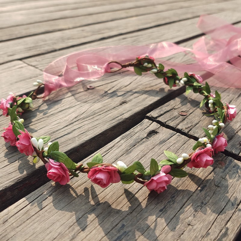 Pink Flower Crown - Etsy