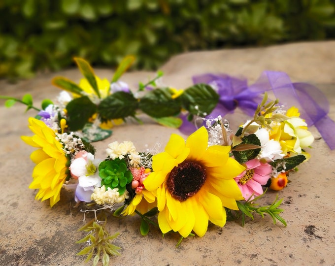 Sunflower Crown Sunflower Headband Fall Flower Crown Baby Flower Crown ...
