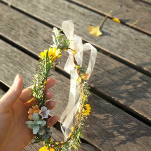 Yellow Flower Crown Sunflower Crown Fall Autumn Flower Crown Wreath ...
