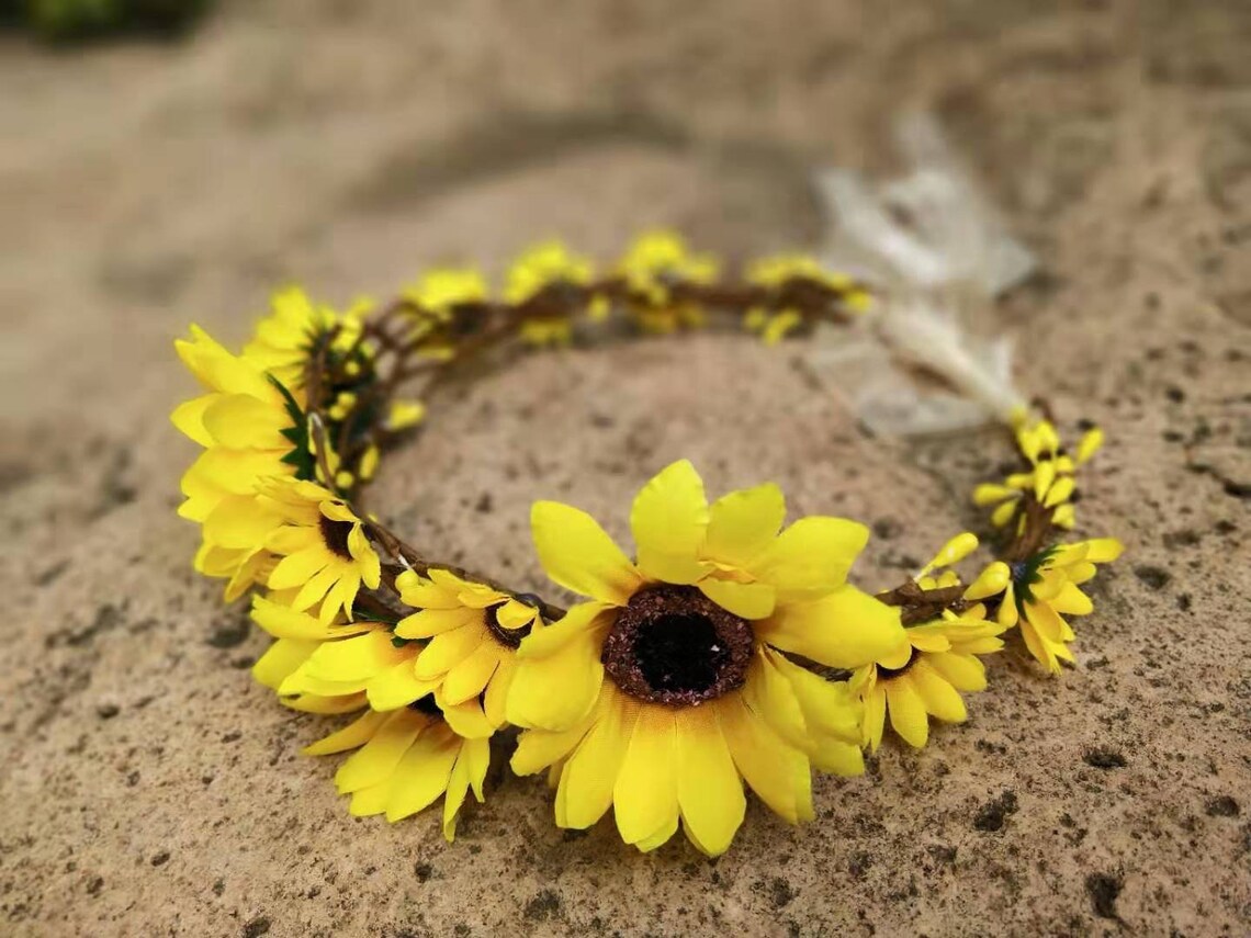 Sunflower crown Summer flower crown women Baby flower crown | Etsy