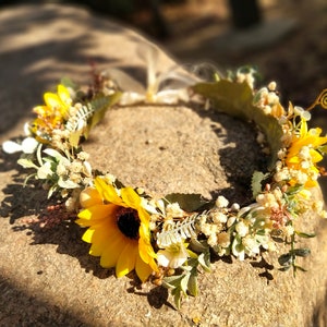 Fall Flower Crown Sunflower Crown Sunflower Headband Succulents Flower ...