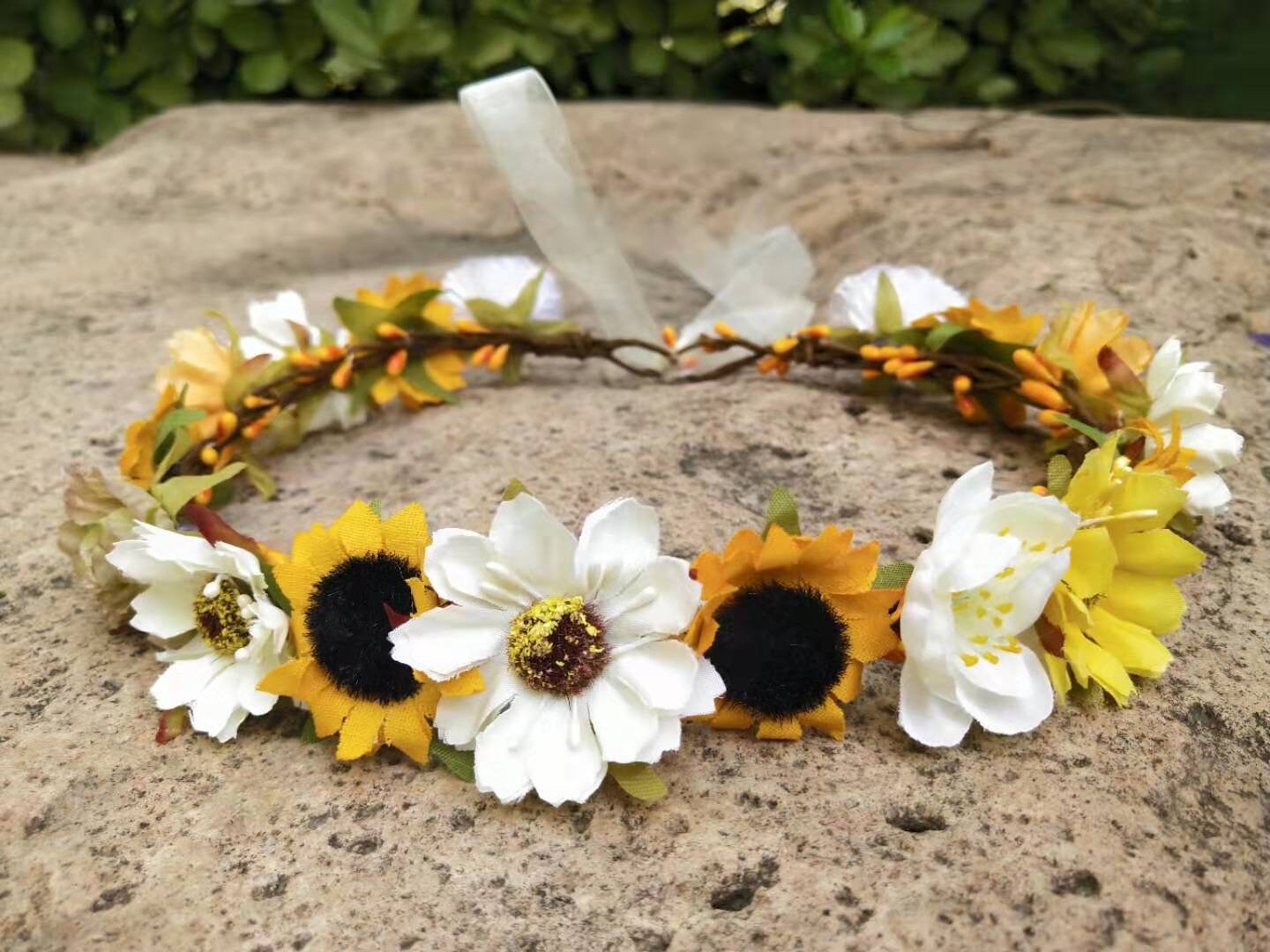 Sunflower crown Flower girl crown Sunflower headband Fall | Etsy