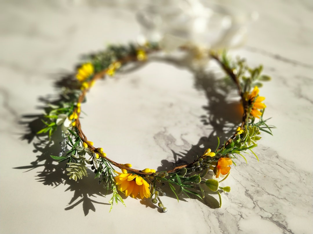 Yellow Flower Crown Sunflower Crown Fall Autumn Flower Crown Wreath ...