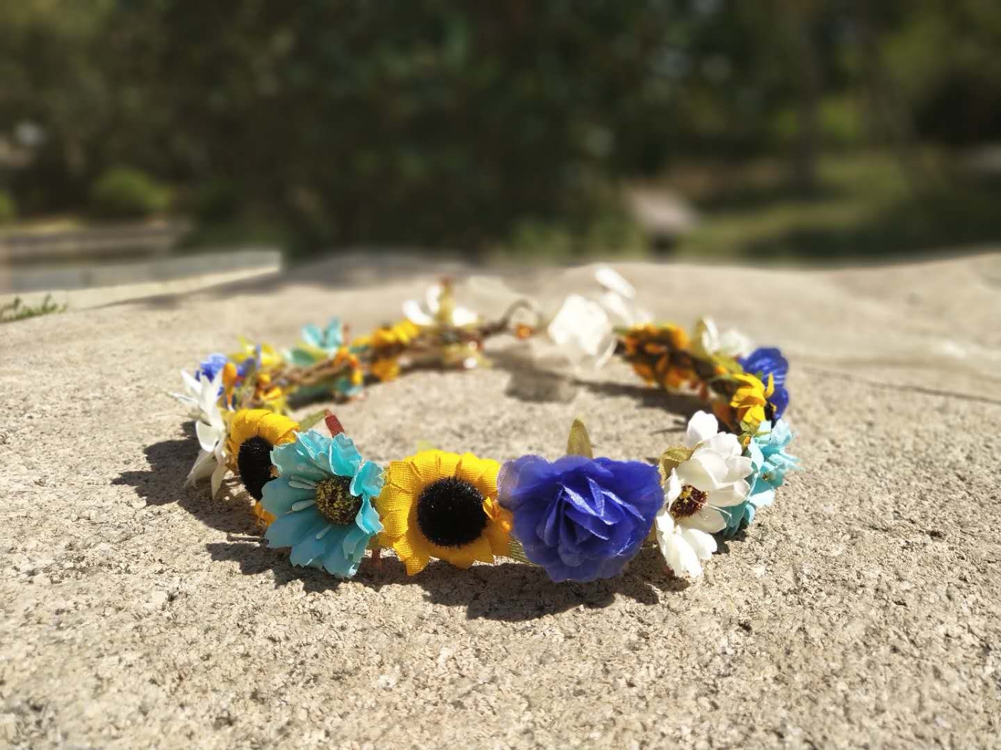 Sunflower crown Blue Navy Sunflower headband Flower girl crown | Etsy