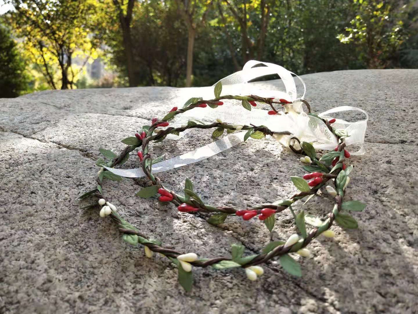 Wedding Bridal Headpiece Red Berry Crown Christmas Flower | Etsy