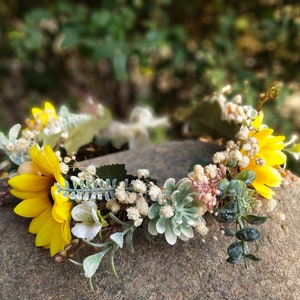 Fall Flower Crown Sunflower Crown Sunflower Headband Succulents Flower ...