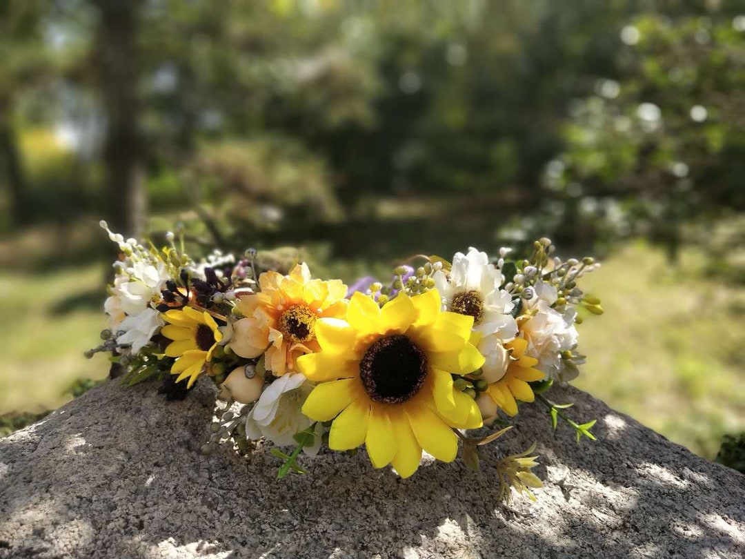 Sunflower Flower Crown Sunflower Headband Wedding Flower Crown Bridal ...