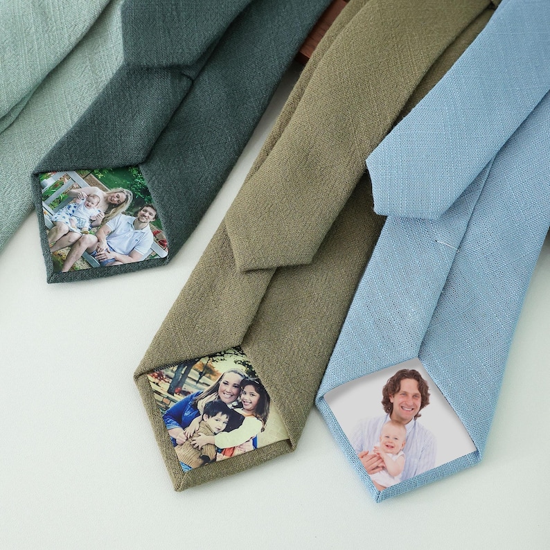 Custom Photo Tie Plain Tie Gift for Dad Fathers Day Gift Wedding Gift ...