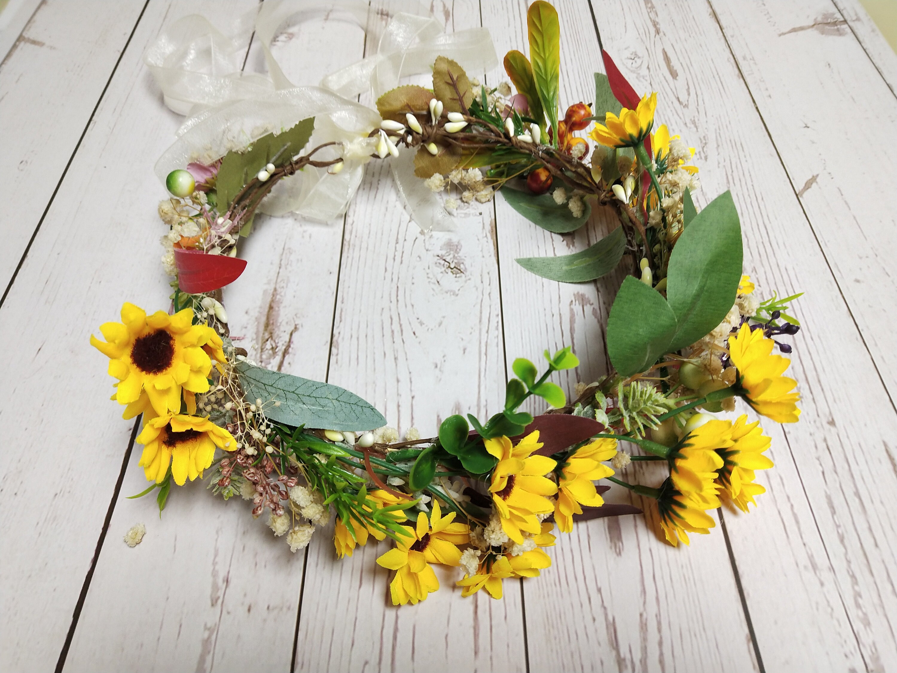 Fall Flower Crown Baby's Breath Flower Crown Sunflower - Etsy