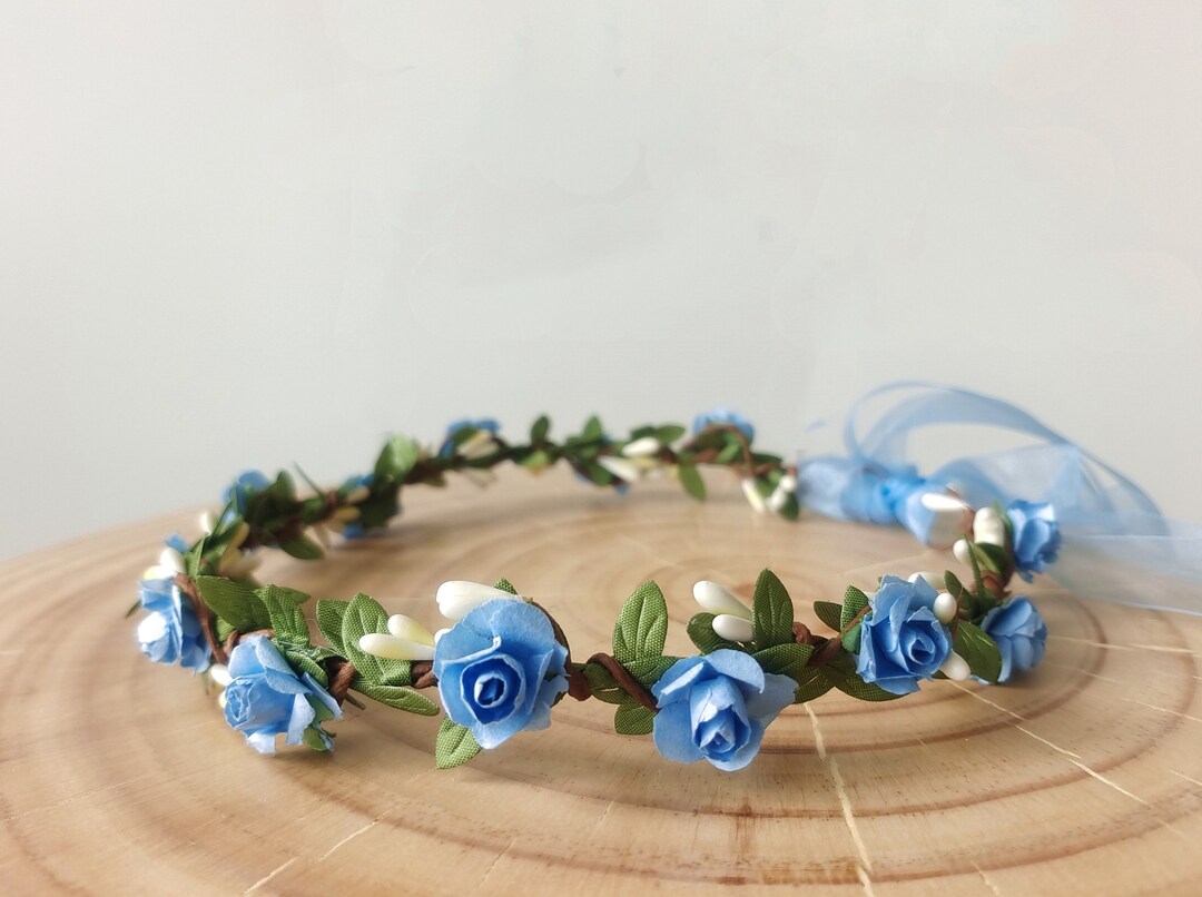 Blue Flower Crown, Flower Girl Flower Crown, Baby Flower Headpiece ...