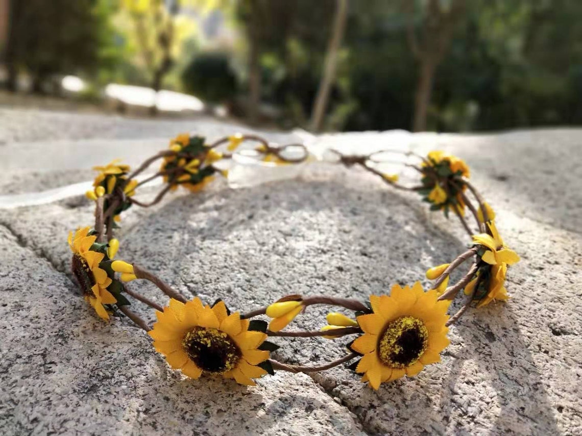 Sunflower crown Winter flower crown. Baby girl flower crown. | Etsy