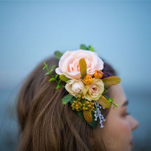 Bridal Headpiece Flower Blush Rose Flower Accessory Flower Hair ...