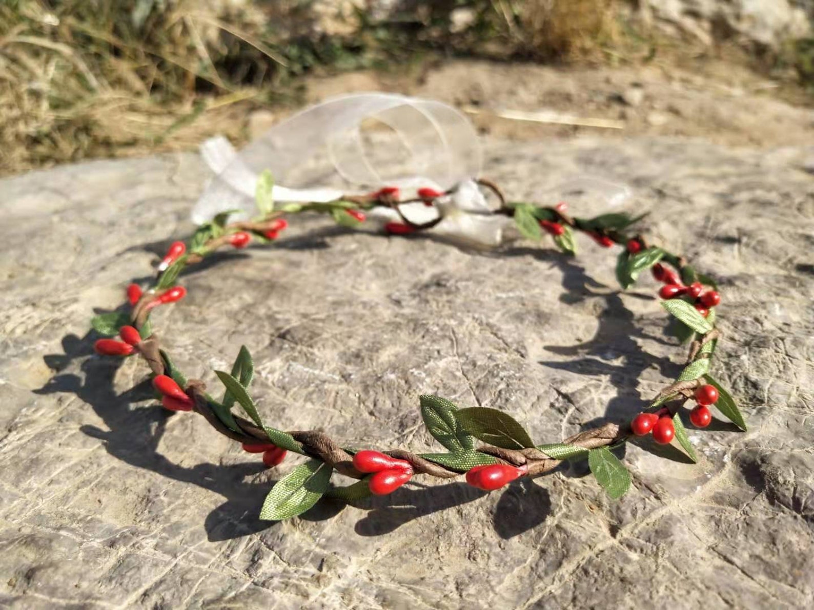 Wedding Bridal Headpiece Red Berry Crown Christmas Flower | Etsy