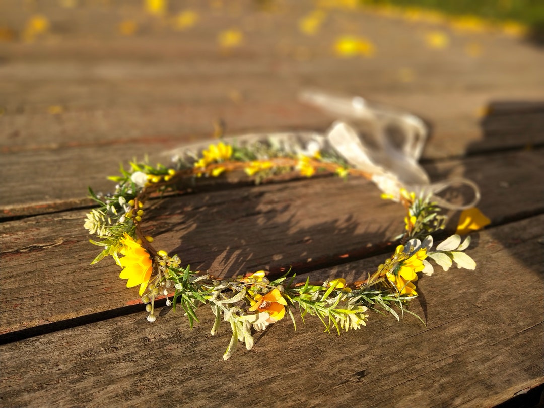 Yellow Flower Crown Sunflower Crown Summer Flower Crown Wreath Flower ...