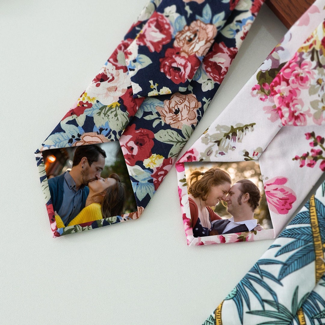 Custom Wedding Ties Photo Tie Gift for Groom Wedding Gift for Groom and ...