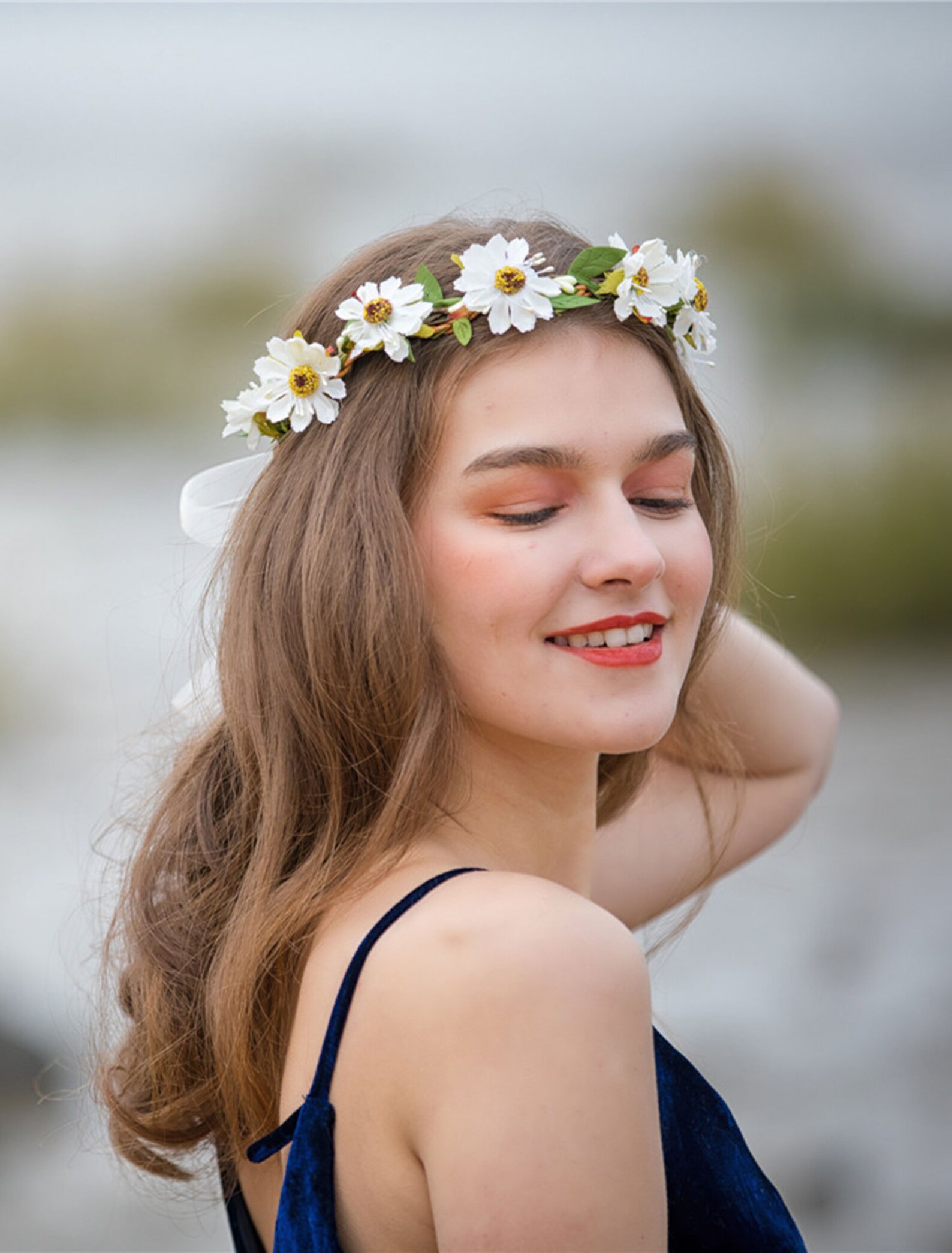 Bridal Flower Headpiece White Flower Headband Flower Hair - Etsy