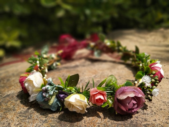 Frosted Flower Crown Rustic Flower Crown Floral Crown Bridal | Etsy